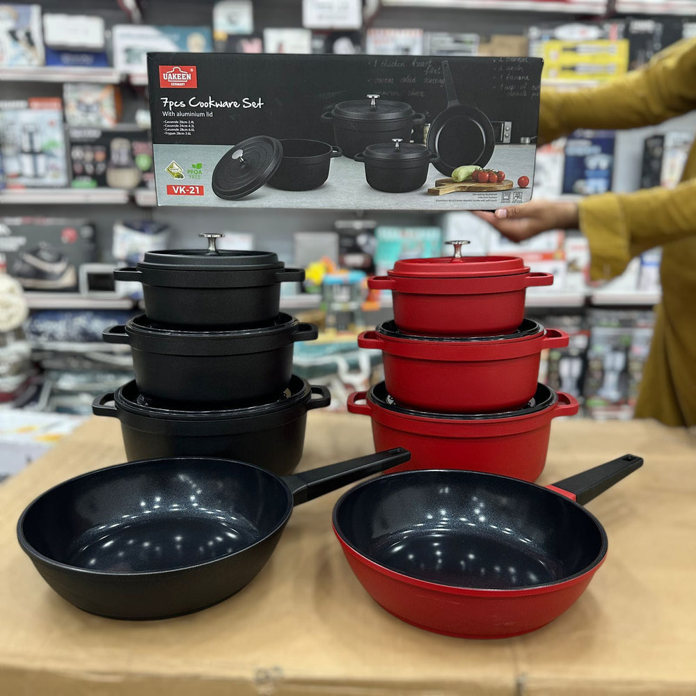Uakeen Germany Induction Die-Cast Granite Cookware Set 7pcs VK-21 ...